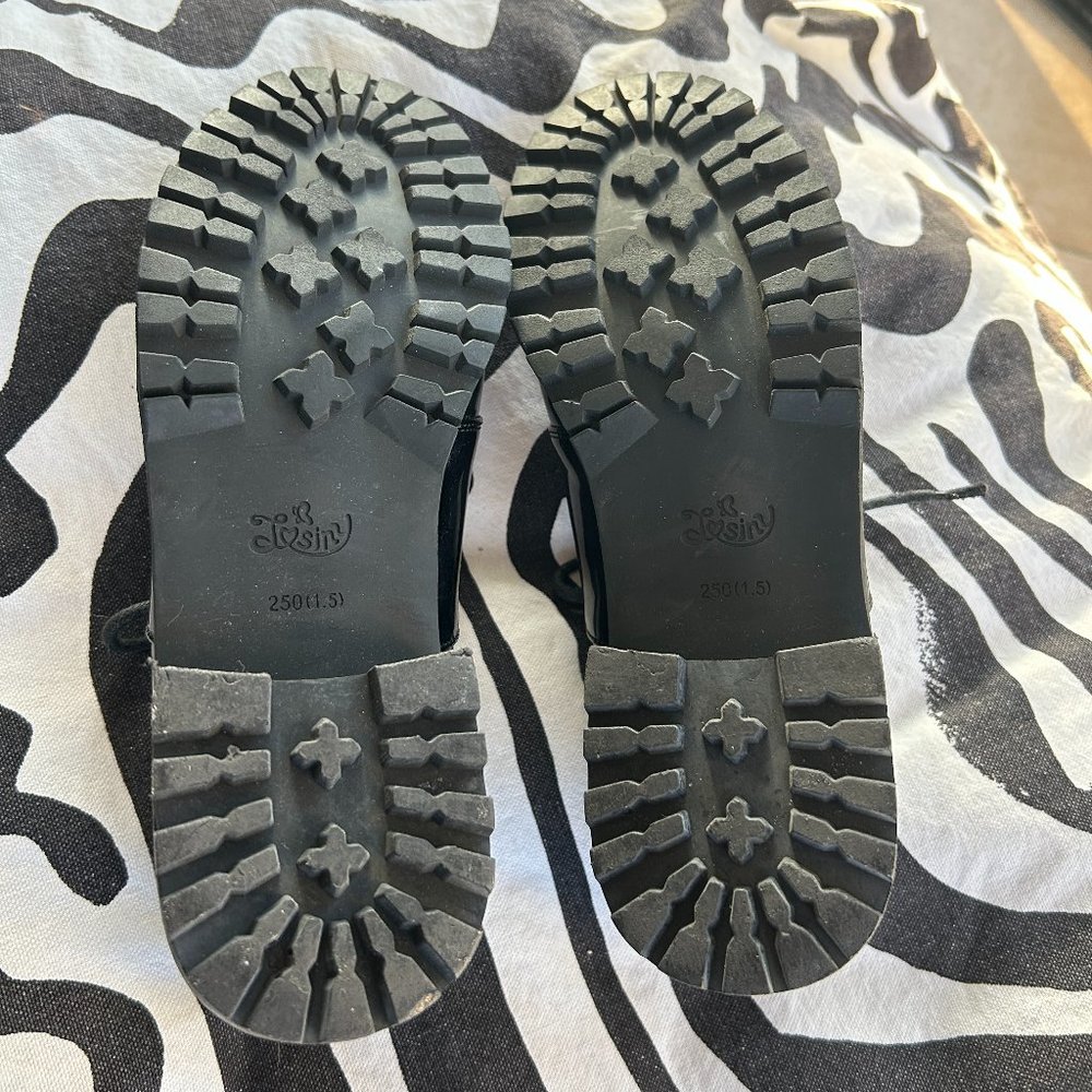 Josiny Shiny Black Oxford Shoes With Rhinestones - Gem